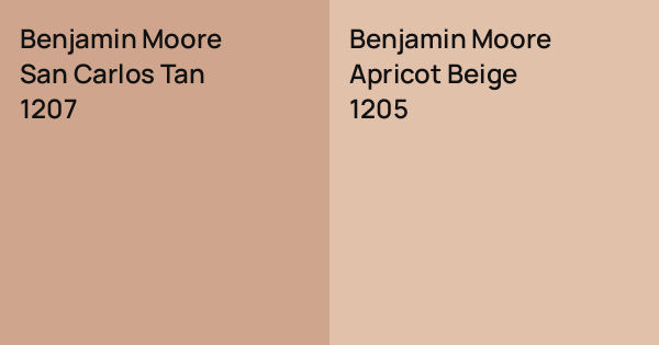 Benjamin Moore San Carlos Tan vs. Benjamin Moore Apricot Beige comparison