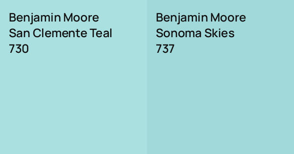 Benjamin Moore San Clemente Teal vs. Benjamin Moore Sonoma Skies comparison