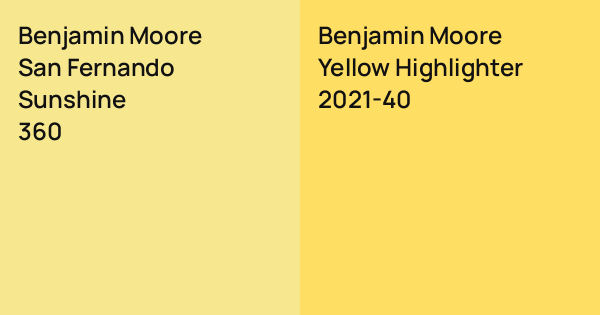 Benjamin Moore San Fernando Sunshine vs. Benjamin Moore Yellow ...