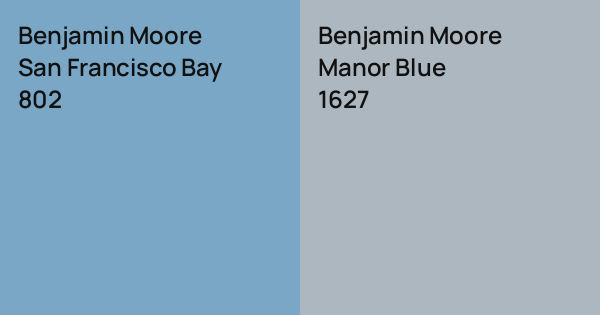 Benjamin Moore San Francisco Bay vs. Benjamin Moore Manor Blue comparison