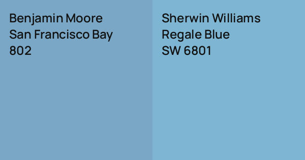 Benjamin Moore San Francisco Bay vs. Sherwin Williams Regale Blue ...