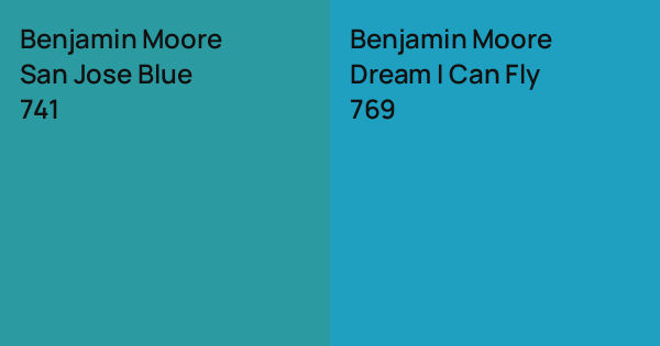 Benjamin Moore San Jose Blue vs. Benjamin Moore Dream I Can Fly comparison
