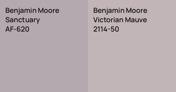 Benjamin Moore Sanctuary vs. Benjamin Moore Victorian Mauve comparison