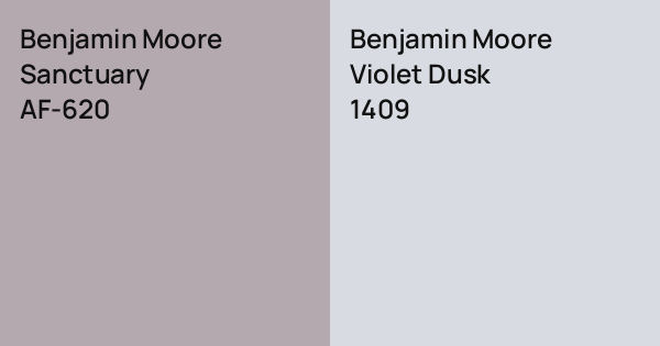 Benjamin Moore Sanctuary vs. Benjamin Moore Violet Dusk comparison