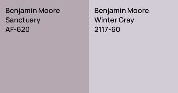 Benjamin Moore Sanctuary vs. Benjamin Moore Winter Gray comparison
