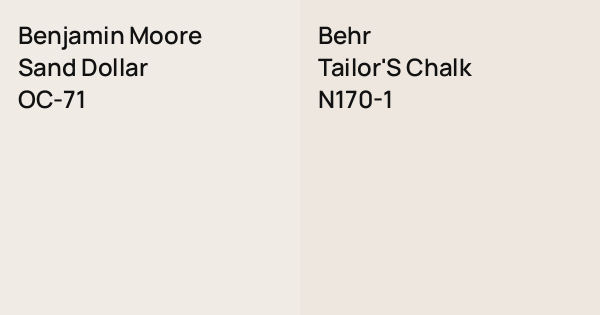 Benjamin Moore Sand Dollar vs. Behr Tailor'S Chalk comparison