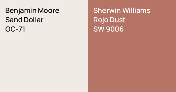 Benjamin Moore Sand Dollar vs. Sherwin Williams Rojo Dust comparison