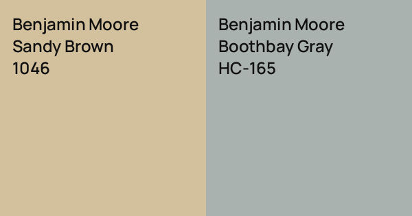 Benjamin Moore Sandy Brown vs. Benjamin Moore Boothbay Gray comparison