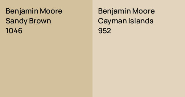 Benjamin Moore Sandy Brown vs. Benjamin Moore Cayman Islands comparison