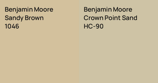Benjamin Moore Sandy Brown vs. Benjamin Moore Crown Point Sand comparison