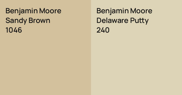 Benjamin Moore Sandy Brown vs. Benjamin Moore Delaware Putty comparison