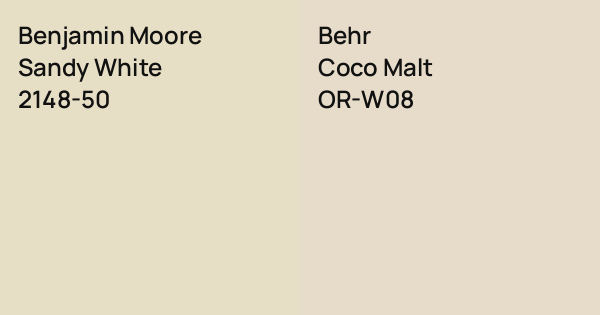 Benjamin Moore Sandy White vs. Behr Coco Malt comparison