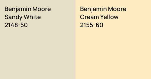 Benjamin Moore Sandy White vs. Benjamin Moore Cream Yellow comparison