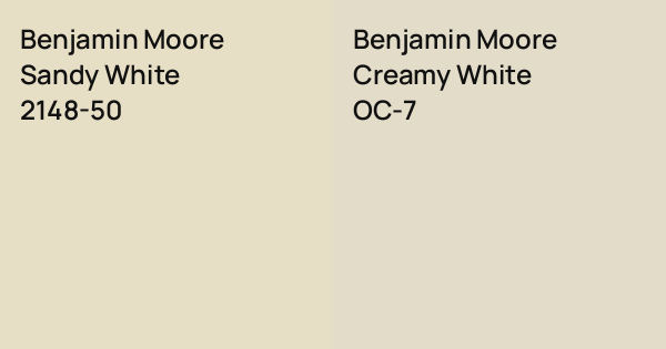 Benjamin Moore Sandy White vs. Benjamin Moore Creamy White comparison