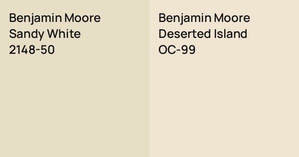 Benjamin Moore Sandy White vs. Benjamin Moore Deserted Island comparison