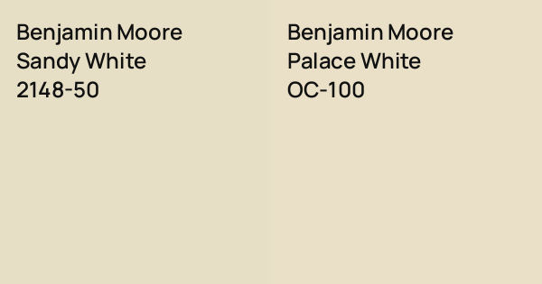 Benjamin Moore Sandy White vs. Benjamin Moore Palace White comparison