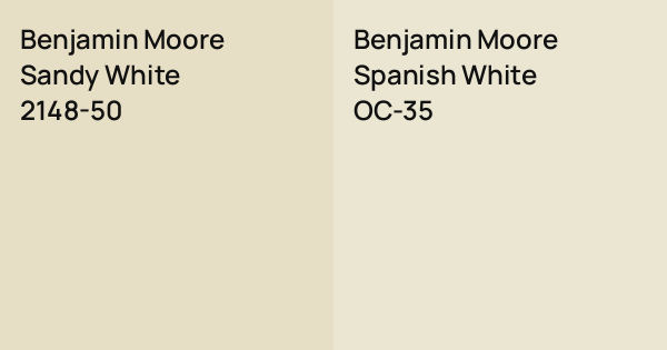Benjamin Moore Sandy White vs. Benjamin Moore Spanish White comparison