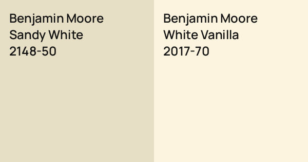 Benjamin Moore Sandy White vs. Benjamin Moore White Vanilla comparison