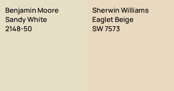 Benjamin Moore Sandy White vs. Sherwin Williams Eaglet Beige comparison