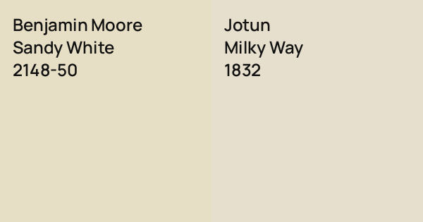 Benjamin Moore Sandy White vs. Jotun Milky Way comparison