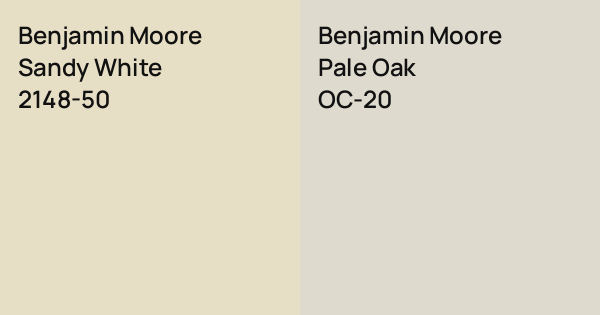 Benjamin Moore Sandy White vs. Benjamin Moore Pale Oak comparison