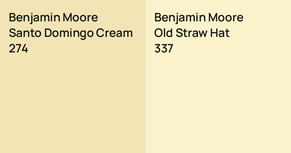 Benjamin Moore Santo Domingo Cream vs. Benjamin Moore Old Straw Hat ...