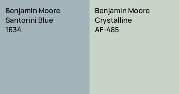 Benjamin Moore Santorini Blue vs. Benjamin Moore Crystalline comparison