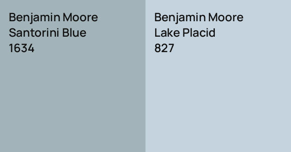 Benjamin Moore Santorini Blue vs. Benjamin Moore Lake Placid comparison