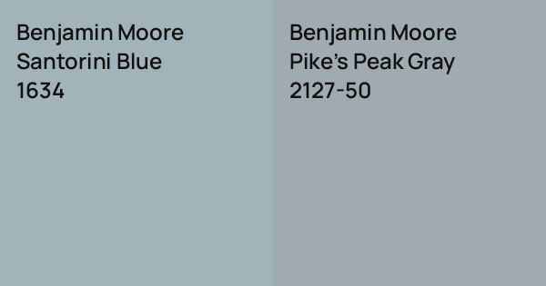 Benjamin Moore Santorini Blue vs. Benjamin Moore Pike's Peak Gray ...
