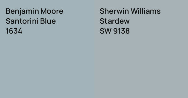 Benjamin Moore Santorini Blue vs. Sherwin Williams Stardew comparison