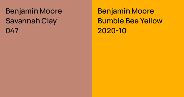 Benjamin Moore Savannah Clay vs. Benjamin Moore Bumble Bee Yellow ...