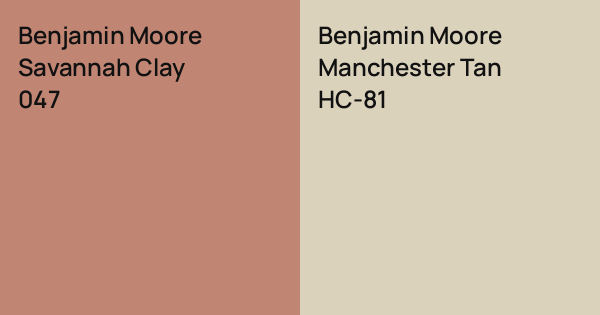Benjamin Moore Savannah Clay vs. Benjamin Moore Manchester Tan comparison