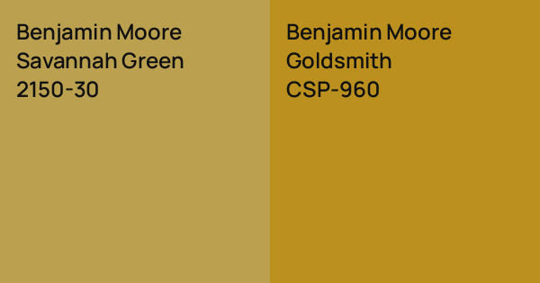 Benjamin Moore Savannah Green vs. Benjamin Moore Goldsmith comparison