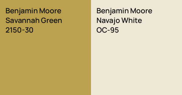 Benjamin Moore Savannah Green vs. Benjamin Moore Navajo White comparison