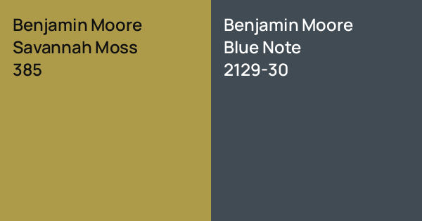 Benjamin Moore Savannah Moss vs. Benjamin Moore Blue Note comparison