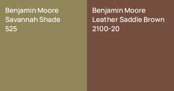 Benjamin Moore Savannah Shade vs. Benjamin Moore Leather Saddle Brown ...