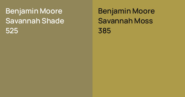 Benjamin Moore Savannah Shade vs. Benjamin Moore Savannah Moss comparison