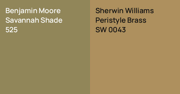 Benjamin Moore Savannah Shade vs. Sherwin Williams Peristyle Brass ...