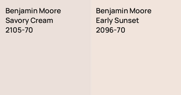 Benjamin Moore Savory Cream vs. Benjamin Moore Early Sunset comparison