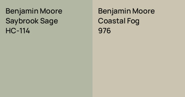 Benjamin Moore Saybrook Sage Vs Benjamin Moore Coastal Fog Comparison