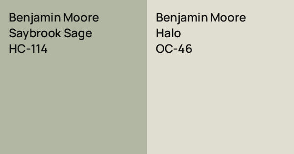 Benjamin Moore Saybrook Sage vs. Benjamin Moore Halo comparison