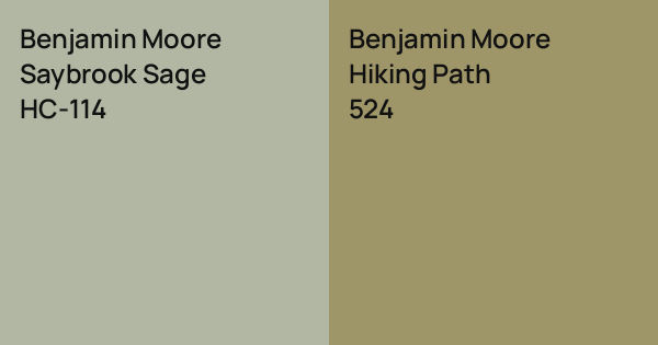 Benjamin Moore Saybrook Sage vs. Benjamin Moore Hiking Path comparison