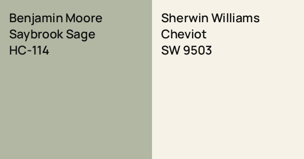 Benjamin Moore Saybrook Sage vs. Sherwin Williams Cheviot comparison