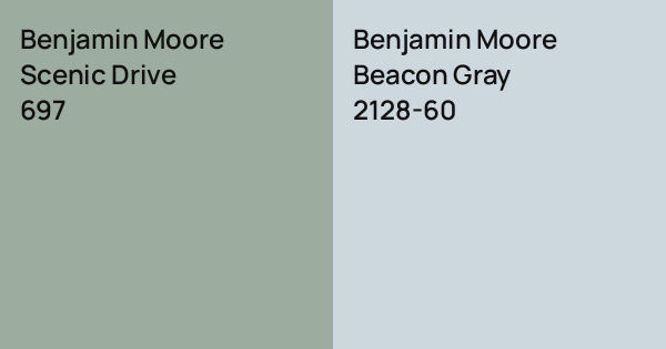 Benjamin Moore Scenic Drive vs. Benjamin Moore Beacon Gray comparison