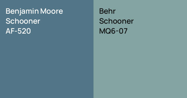 Benjamin Moore Schooner vs. Behr Schooner comparison