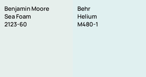 Benjamin Moore Sea Foam vs. Behr Helium comparison