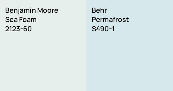 Benjamin Moore Sea Foam vs. Behr Permafrost comparison