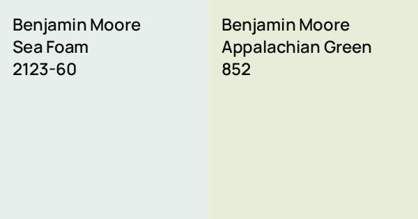 Benjamin Moore Sea Foam vs. Benjamin Moore Appalachian Green comparison