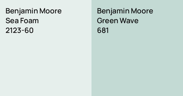 Benjamin Moore Sea Foam vs. Benjamin Moore Green Wave comparison