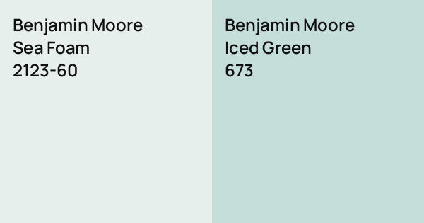 Benjamin Moore Sea Foam vs. Benjamin Moore Iced Green comparison